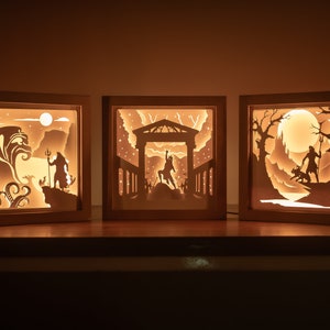 Set of 3 Greek Gods Shadowbox Template, Olympians Lightbox SVG, Greek ...