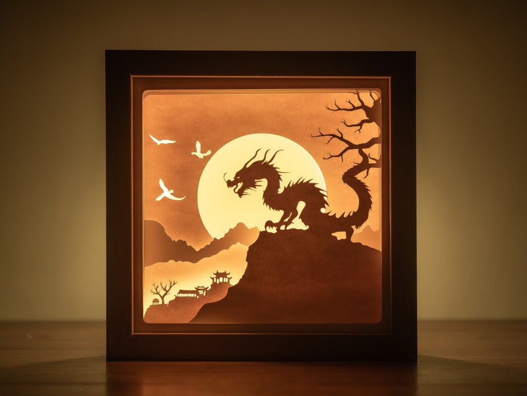 3D Dragon Paper Cut SVG Template, Chinese Dragon Lightbox Files ...