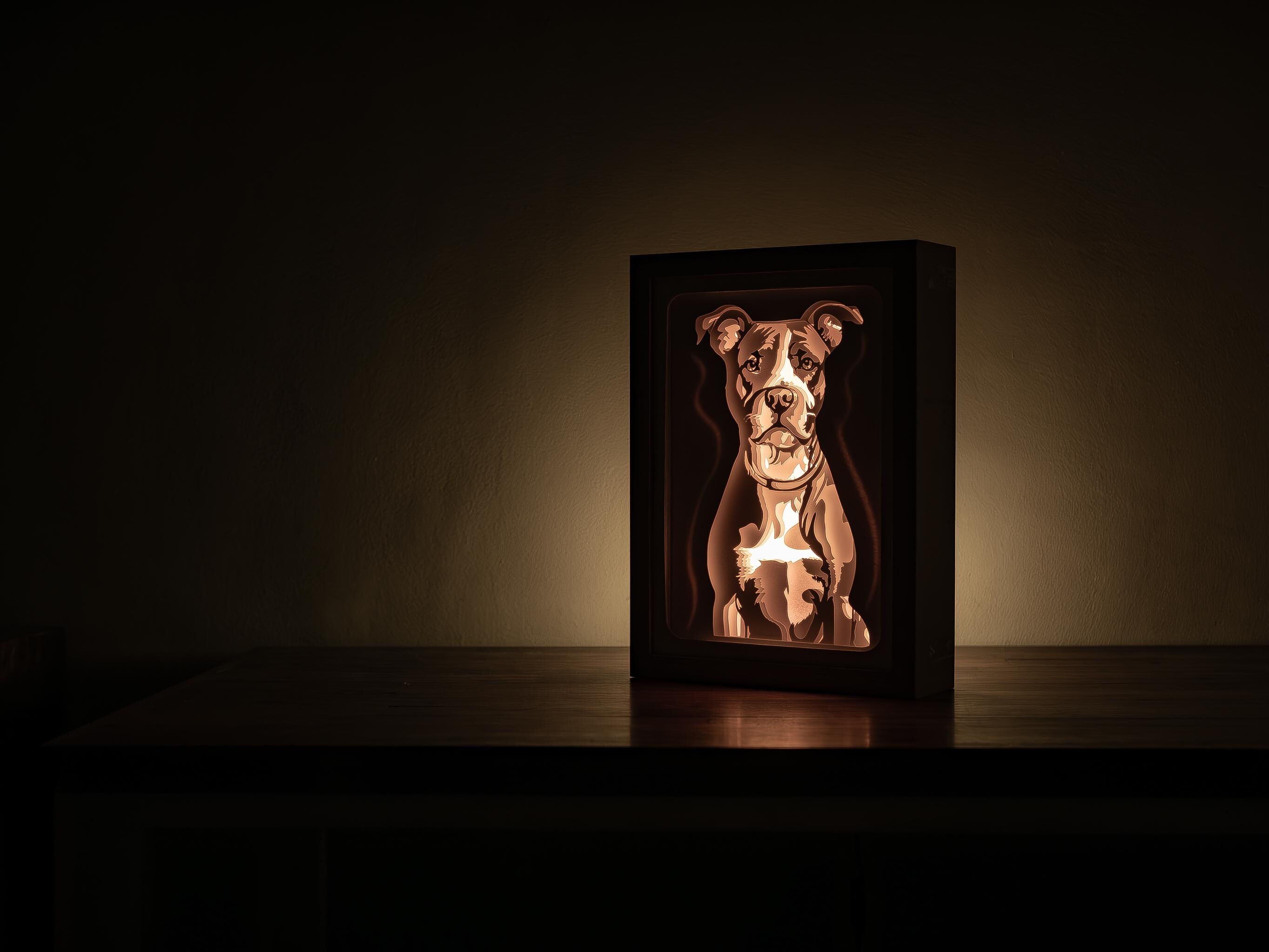 3D Dog Lightbox SVG Template, Cute Pitbull Shadowbox Template, Dog ...