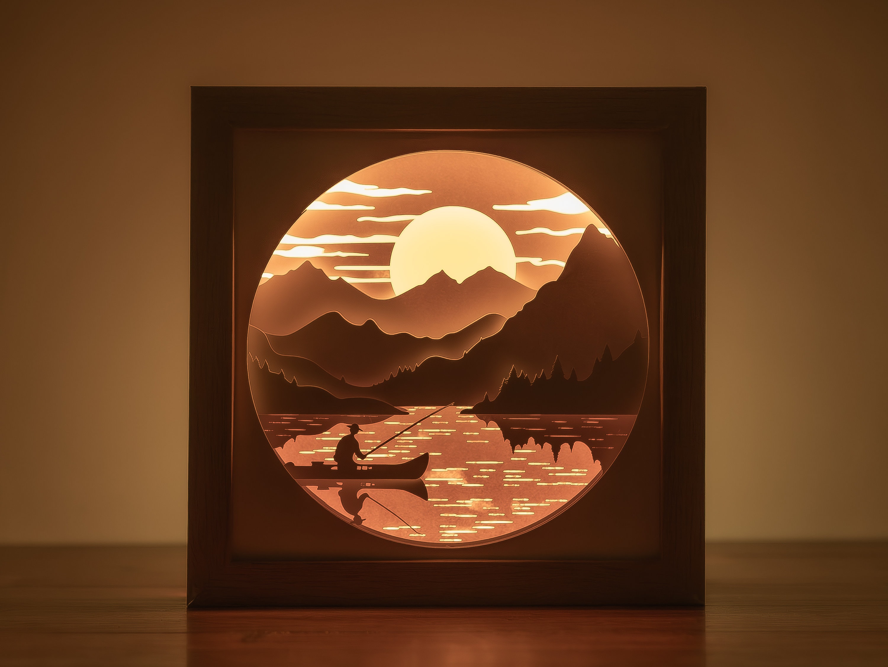 3D Fisherman Light Box Template, Marine Life Shadowbox Template ...