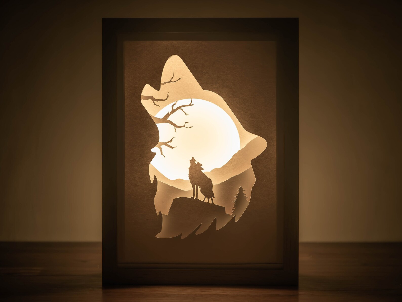 3D Dire Wolf Lightbox Template, Lone Wolf Shadowbox, Winter Wolves ...