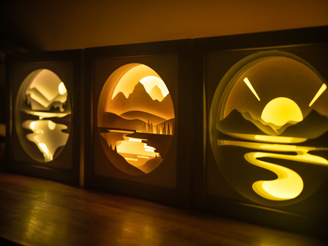 3D Mountains Lightbox Templates (set of 3) – DIY SVG Shadowbox SVG ...
