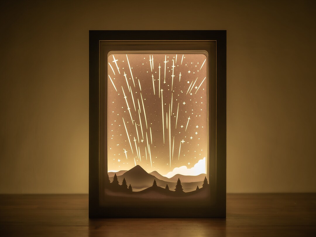 3D Night Sky Lighting Box Template, Milkyway Shadow Box SVG Template ...