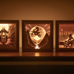 Set of 3 - Motorcycle Lightbox Template, Motor Bike Shadowbox Template ...