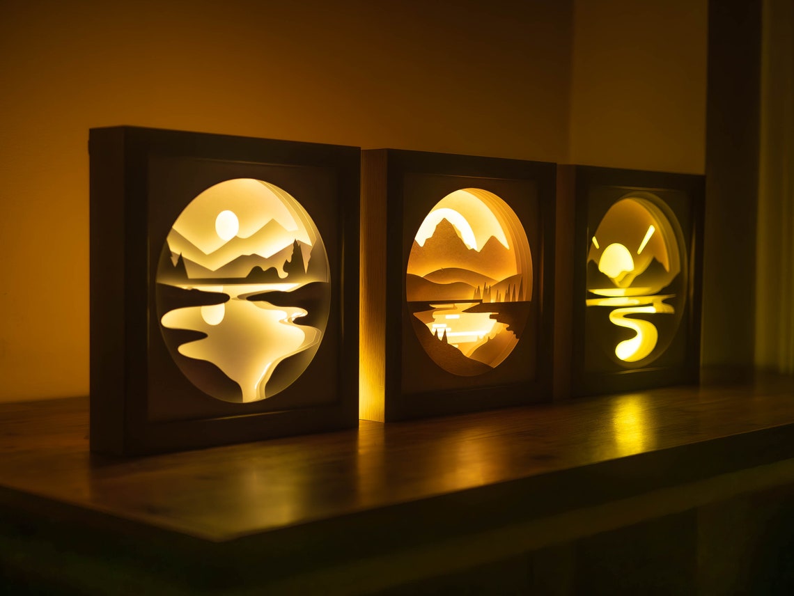 3D Mountains Lightbox Templates (set of 3) – DIY SVG Shadowbox SVG ...