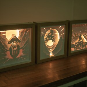 Set of 3 Motorcycle Lightbox Template, Motor Bike Shadowbox Template ...