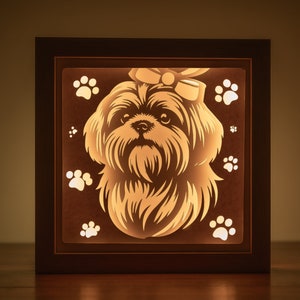 3D Dog Portrait Lightbox SVG, Pet Remembrance Shadowbox Template, Cute ...