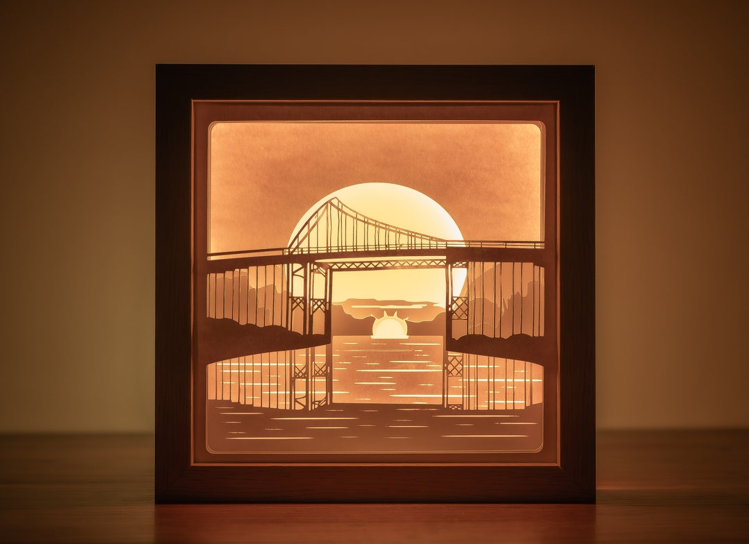 3D Bridge Lightbox Template, Overpass Shadowbox SVG, Highway Paper ...