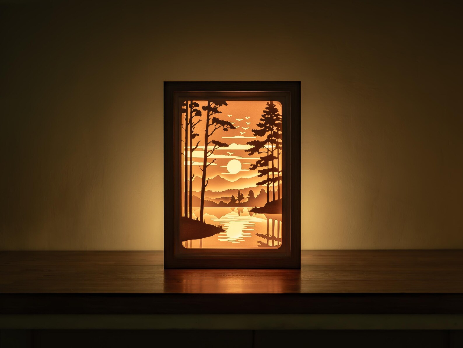 3D Landscape Shadowbox Template, Forest Lightbox Template, River and ...