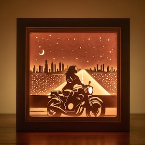 3D Motorcycle Lightbox SVG Template, Rider Paper Cut SVG Files ...