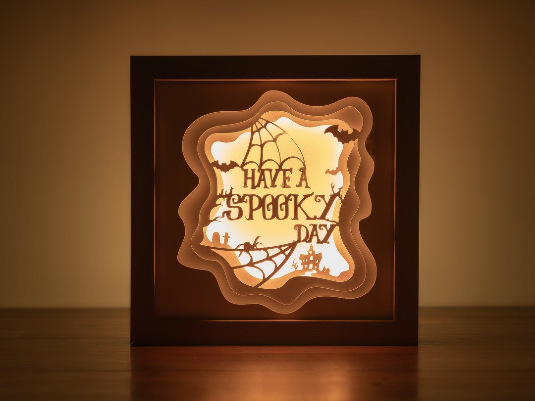 3D Halloween Greetings Shadowbox SVG Files, Halloween Slogan Lightbox ...