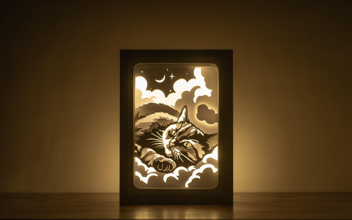 Cat Lightbox SVG Template: Kitten Shadowbox Papercut (digital Download ...