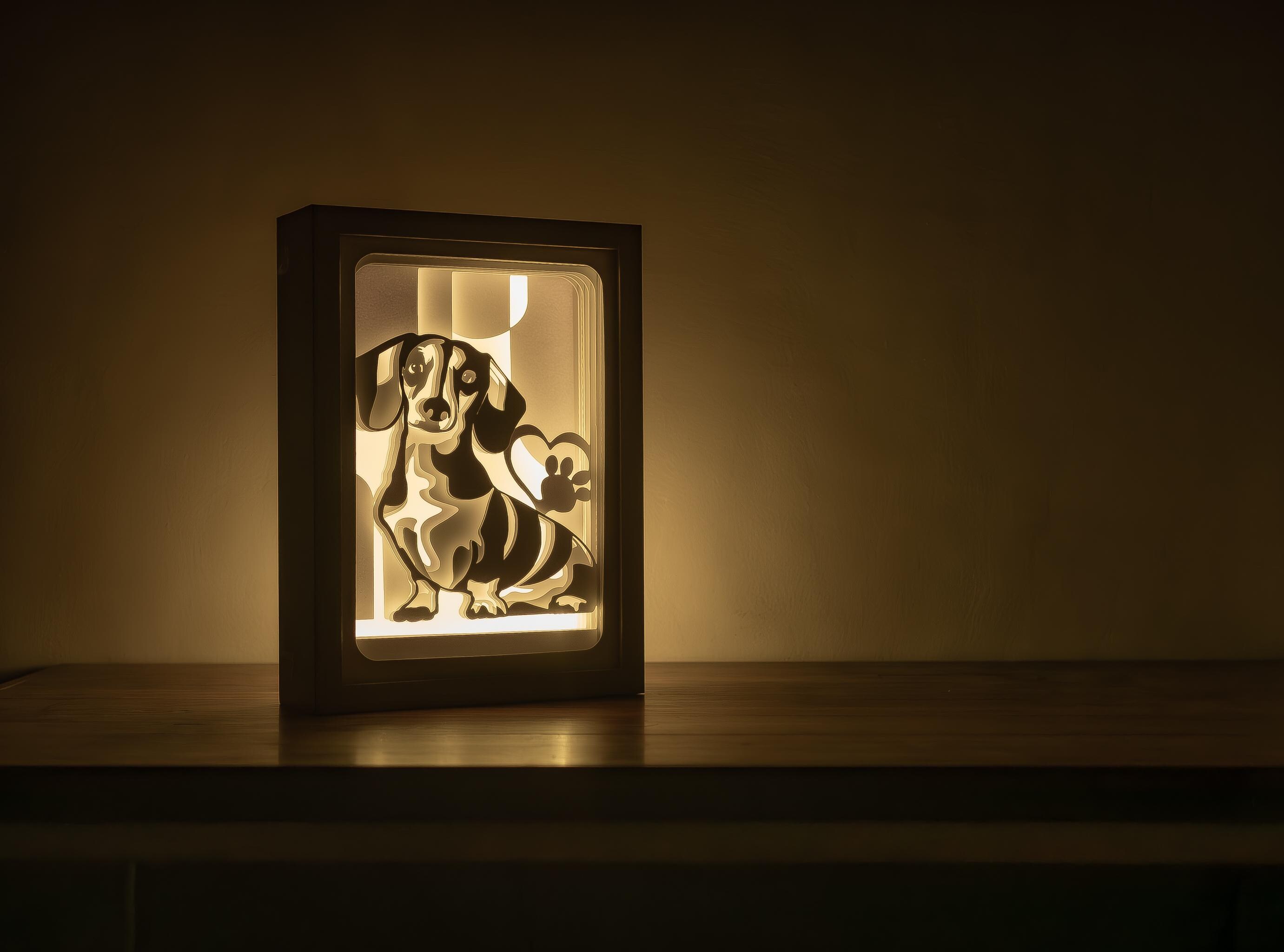 Dachshund Lightbox SVG Template: 3D Puppy Shadowbox (digital Download ...