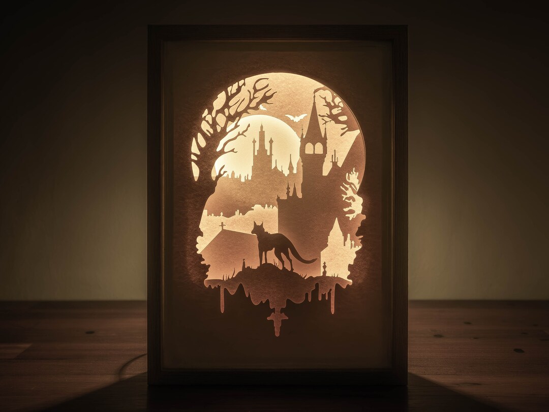 3D Dog Lightbox SVG Template, Haunting Dog Shadowbox SVG Files ...