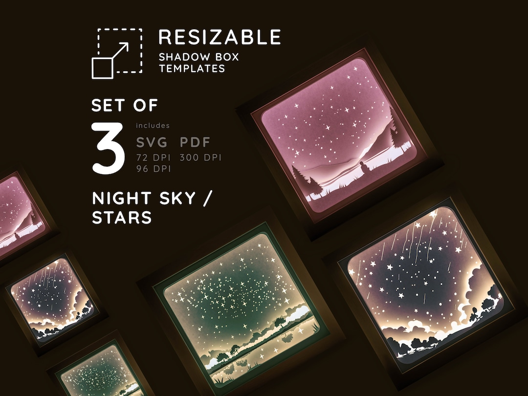 Set of 3 - Night Sky Lightbox Templates, Milky Way Stars Box SVG ...