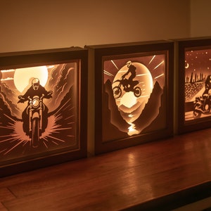 Motorcycle Lightbox Template Set: Rider Shadowbox SVG (digital Download ...