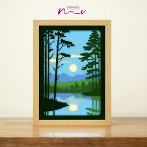 3D Landscape Shadowbox Template, Forest Colored Card Stock Template ...