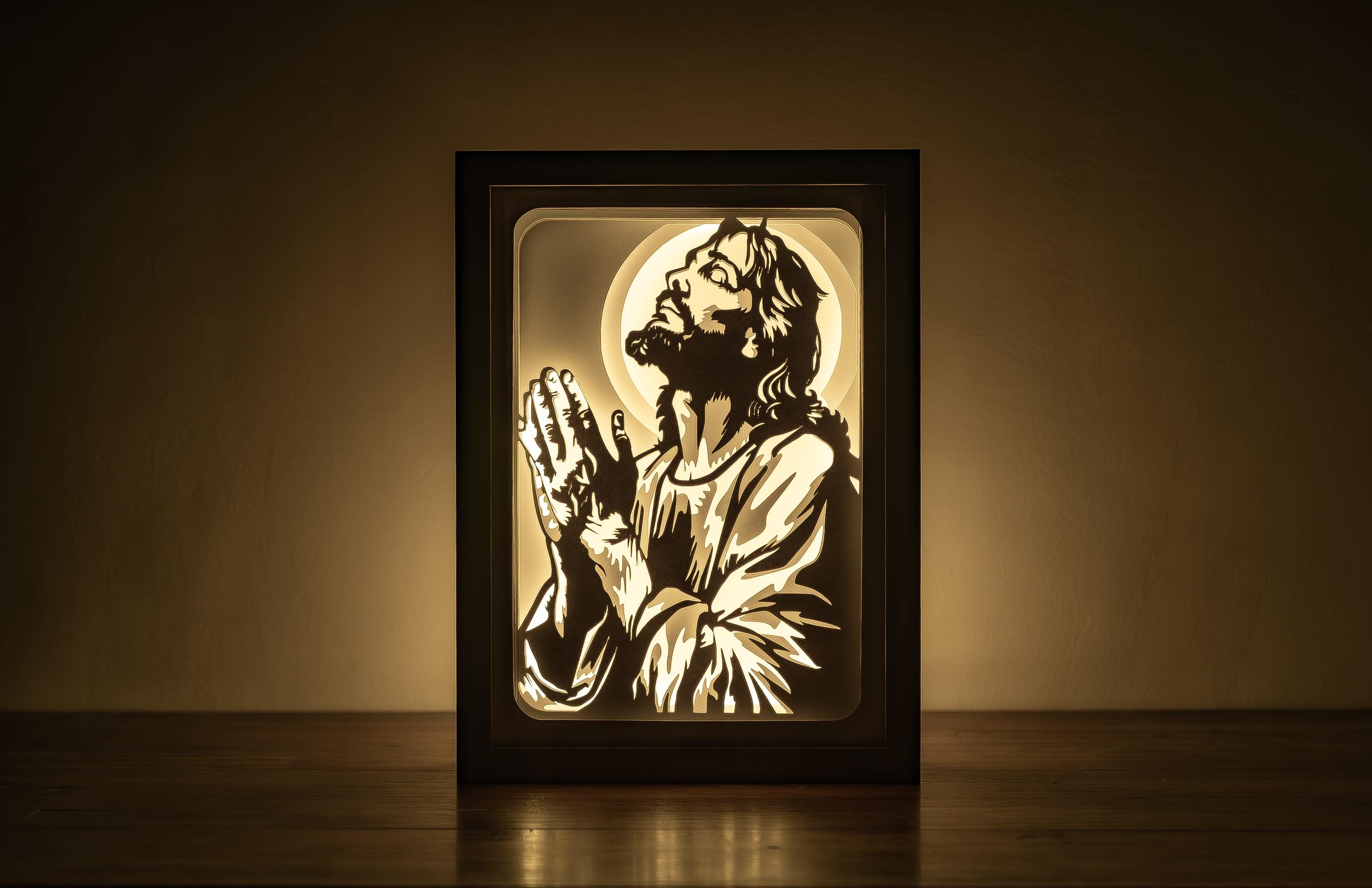 3D Jesus Shadowbox Template, Jesus Christ Lightbox SVG, Almighty God ...