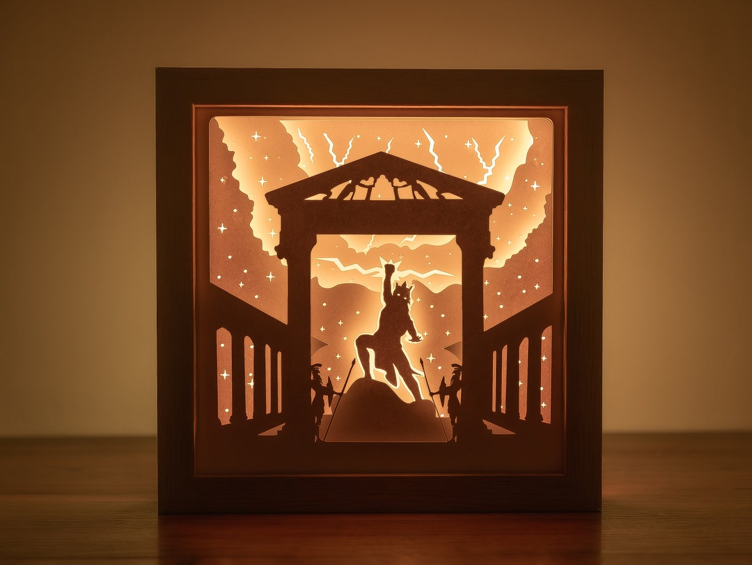 3D Greek God Zeus Shadowbox Template, Olympian God Lightbox SVG, Greek ...