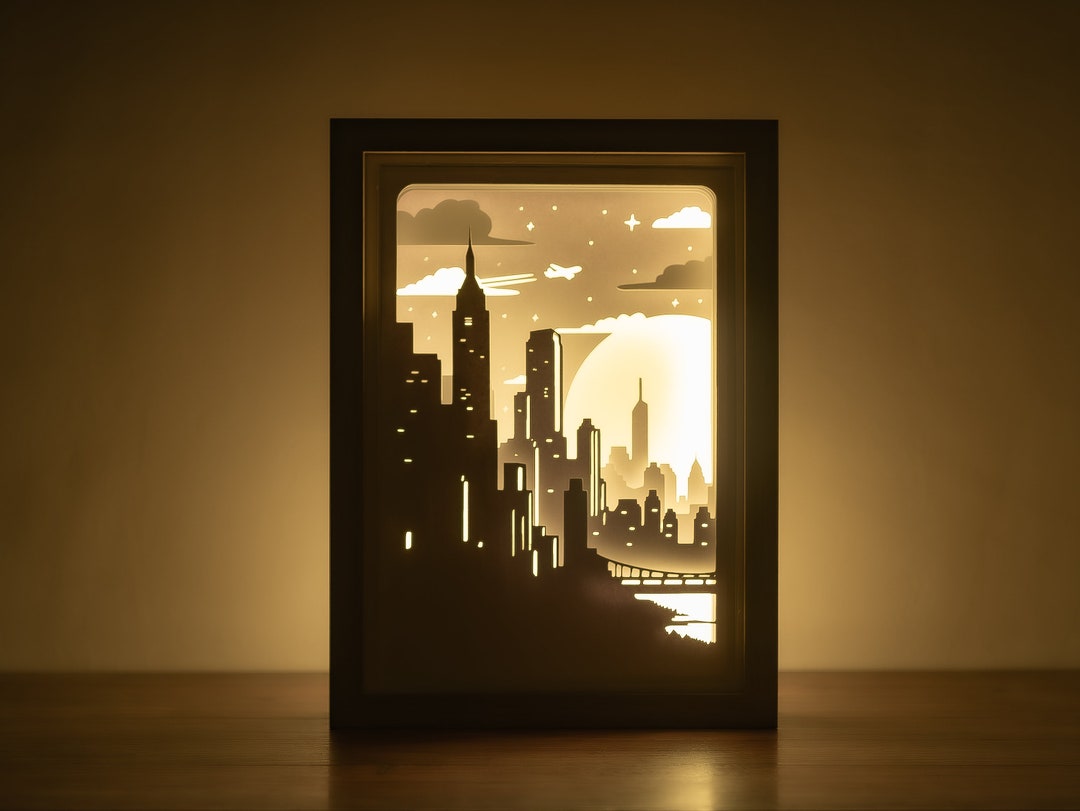 3D Skyscraper Lightbox Template, Cityscape Shadowbox SVG Files, City ...