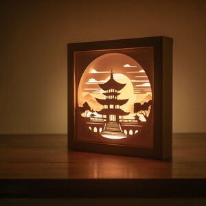 3D Temple Shadowbox Template, Shrine Lightbox Template, Cathedral Paper ...