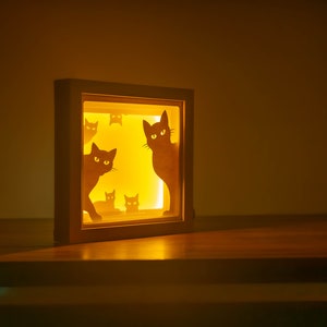 3D Cats Shadowbox SVG: Peeking Black Cats Papercut (digital Download ...