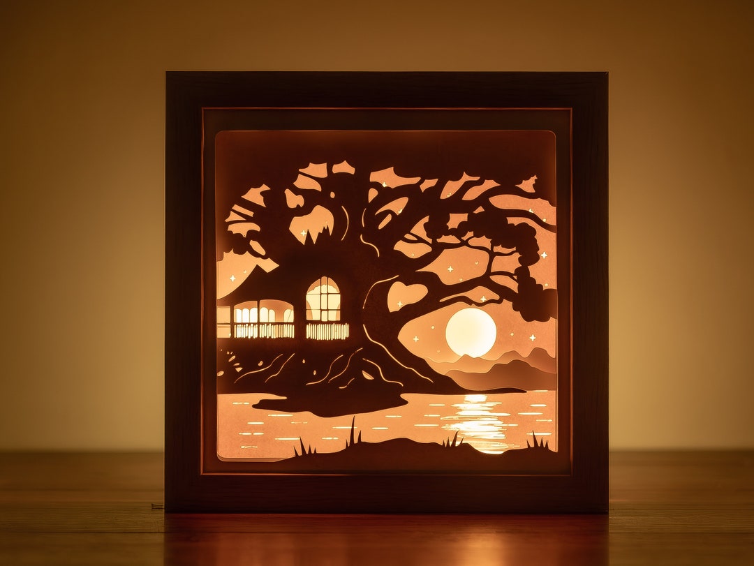 3D Tree House Paper Cut SVG Template, Tree Shelter Shadow Box Template ...