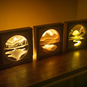 3D Mountains Lightbox Templates (set of 3) – DIY SVG Shadowbox SVG ...