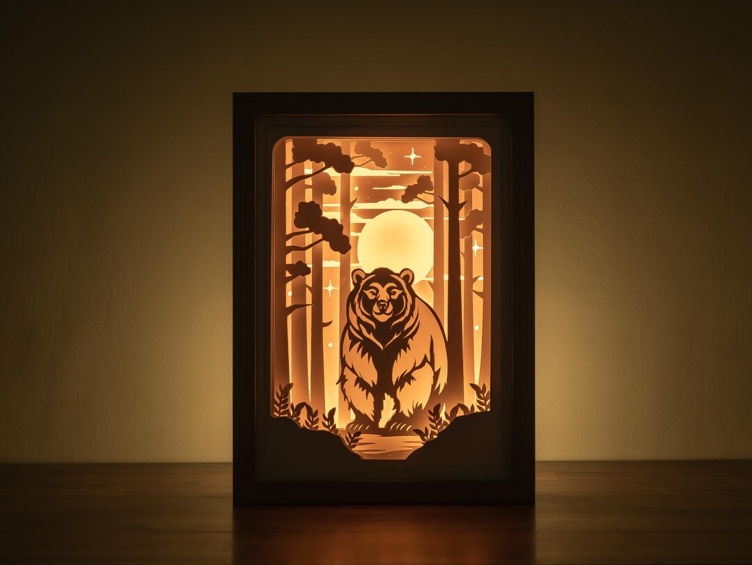 3D Bear Paper Cut SVG Template, Ursid Shadowbox Template, Brown Bear ...