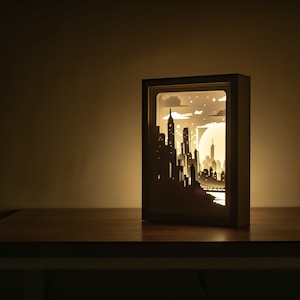 3D Skyscraper Lightbox Template, Cityscape Shadowbox SVG Files, City ...