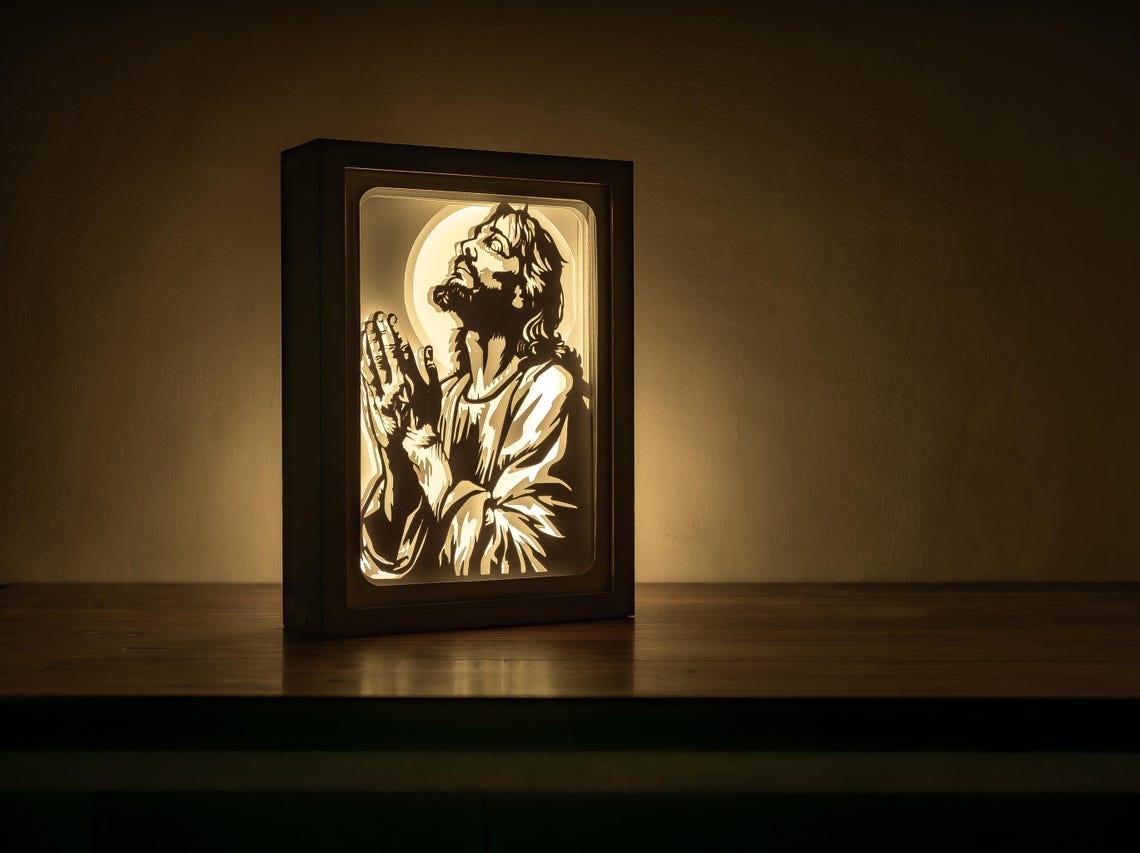 Jesus Lightbox | 3D Shadow Box Template | Christian Paper Cut Wall Art ...