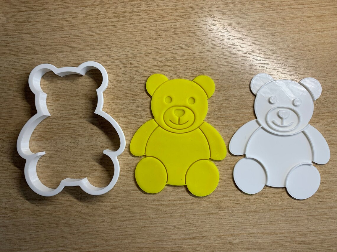 Teddy Bear Cookie/clay Cutters With Stamps 4 Sizes - Etsy UK