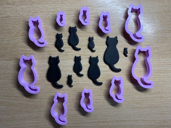 Cat Shape Polymer Clay Cutters 10 Sizes Halloween | Etsy