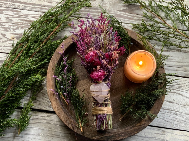 13" LARGE Self Love Smudge | Floral Cleansing Wand | Smoke Cleansing ...