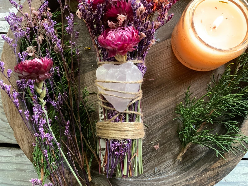 13" LARGE Self Love Smudge | Floral Cleansing Wand | Smoke Cleansing ...
