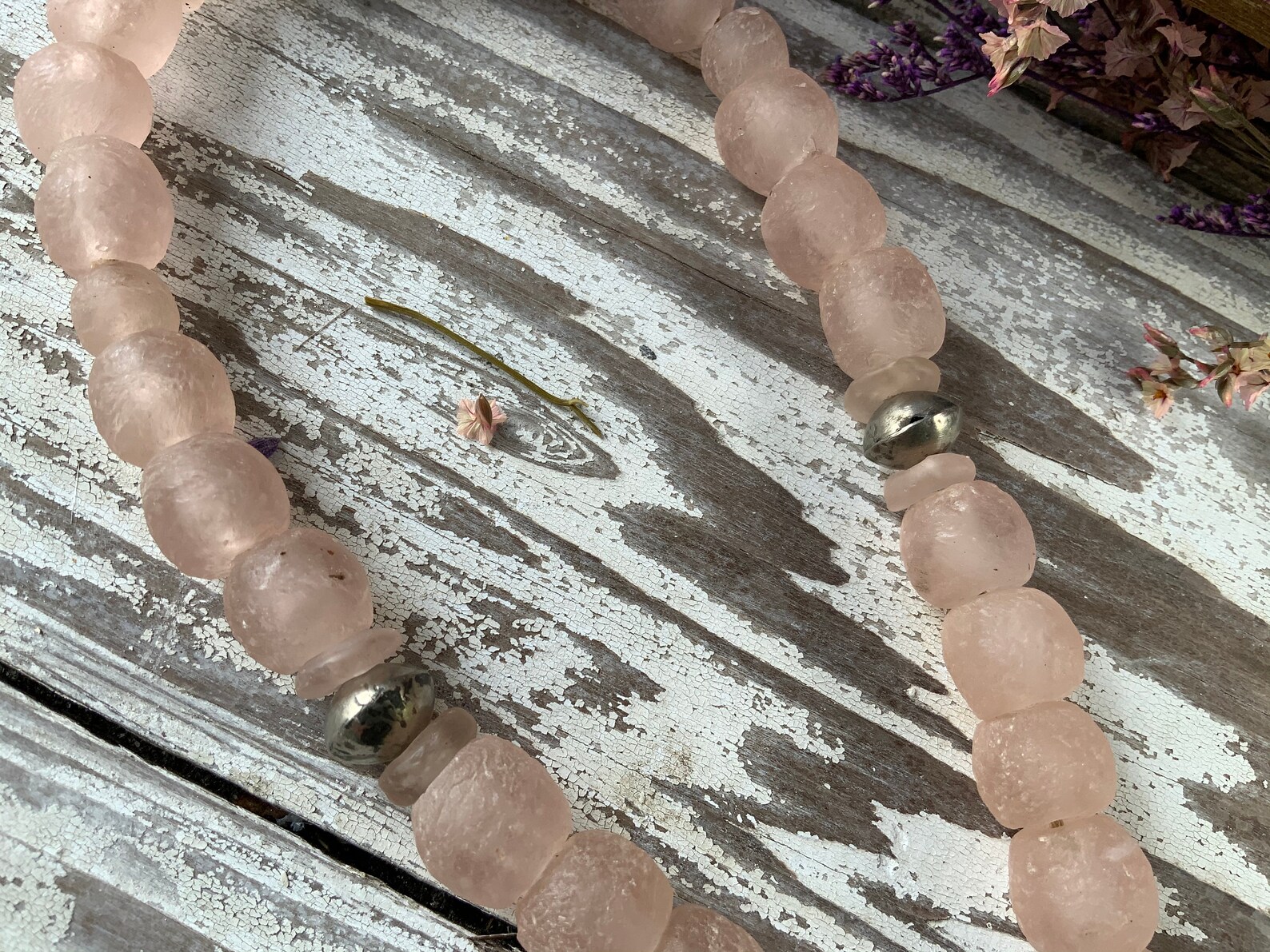 Pink Recycled Sea Glass Garland | Coastal Living Decor | Housewarming ...