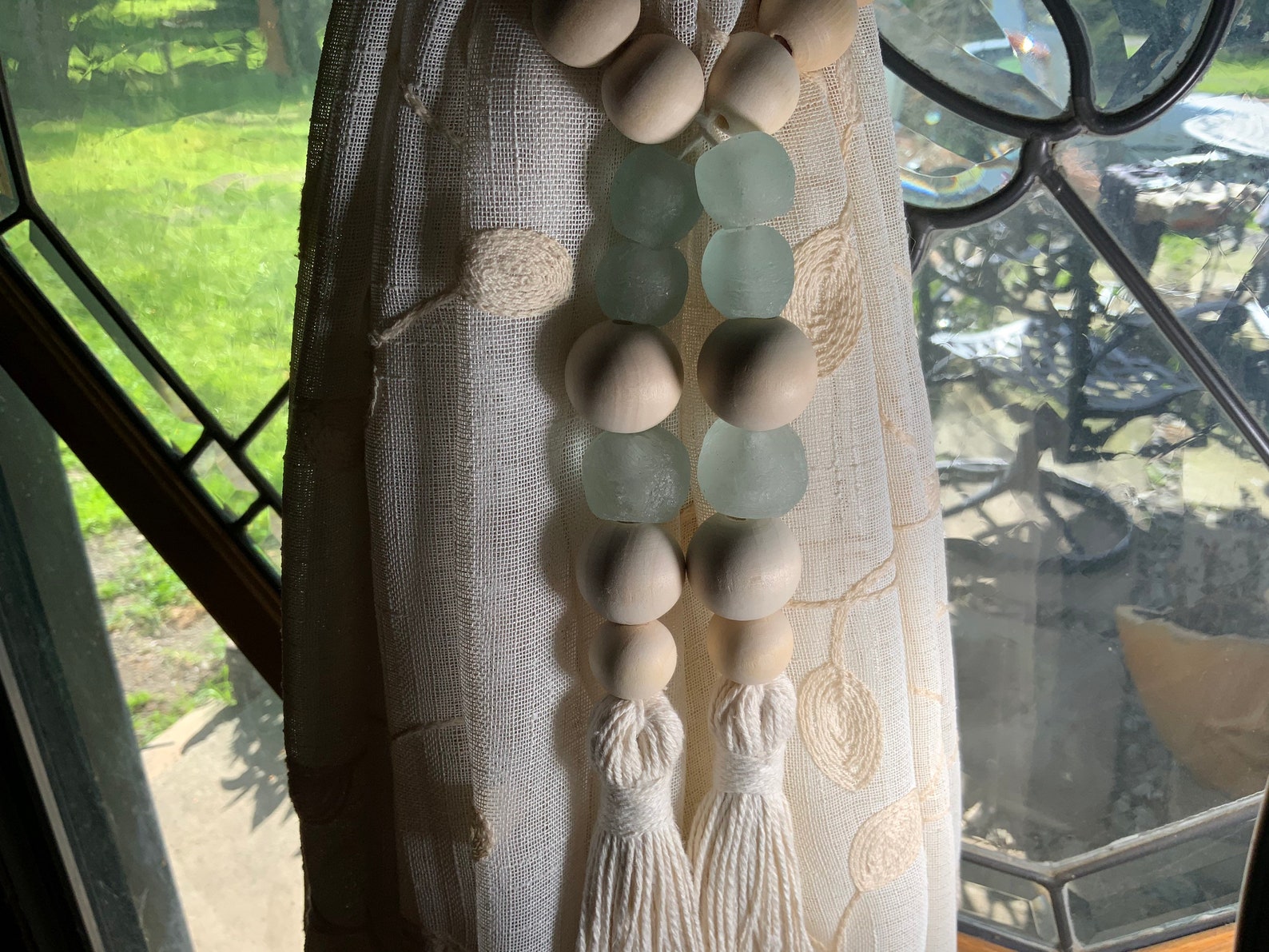 Curtain Tie Backs | Aqua Sea Glass Tie Backs | Home Accents | Coastal ...