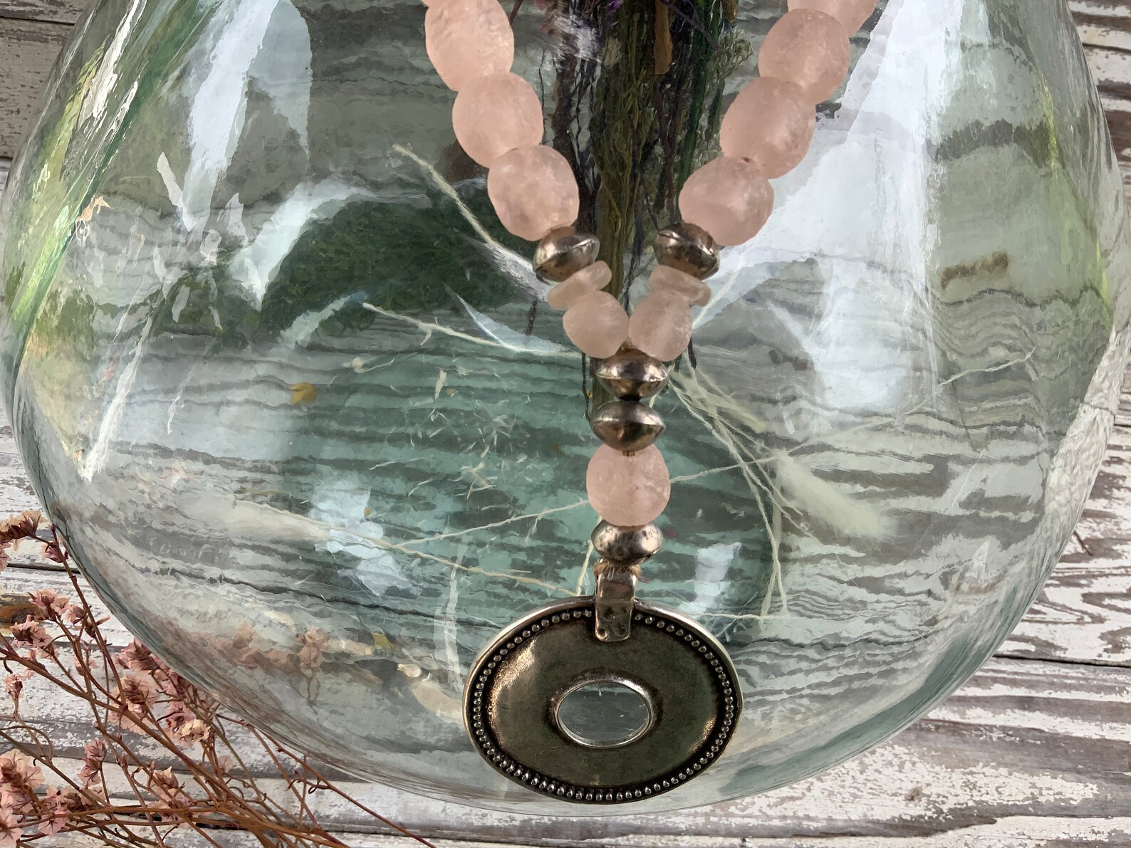 Pink Recycled Sea Glass Garland | Coastal Living Decor | Housewarming ...