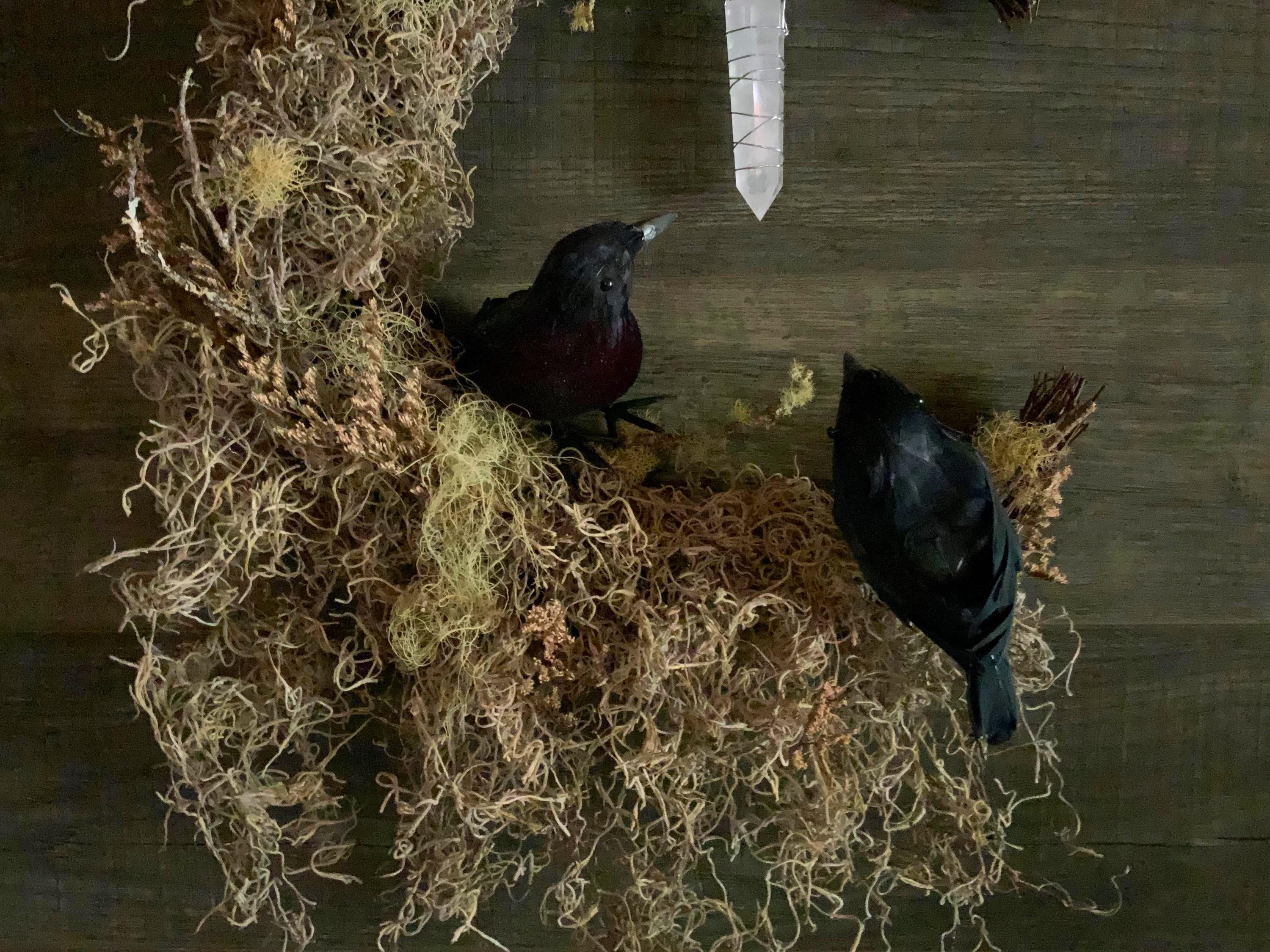 Enchanted Forest Wreath | Crescent Moon Grapevine Wreath With Curious Ravens | | Raven Onlookers ...