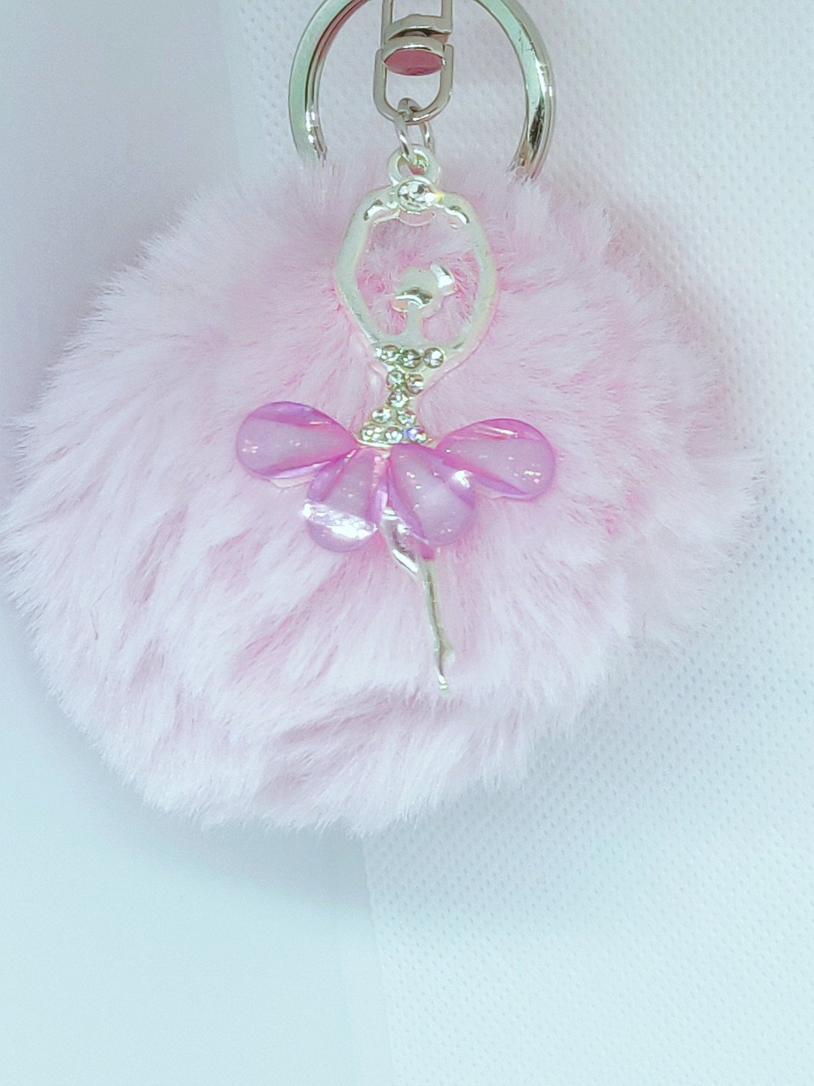 FURRY KEYCHAIN POM Pom Key Ring Purse Keychain Cute - Etsy