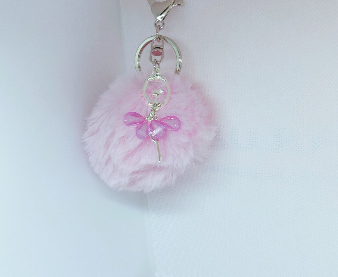 FURRY KEYCHAIN POM Pom Key Ring Purse Keychain Cute - Etsy