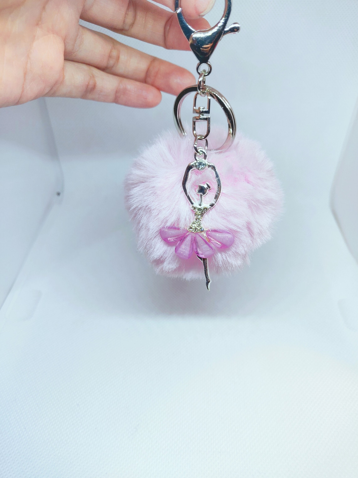 FURRY KEYCHAIN POM Pom Key Ring Purse Keychain Cute - Etsy