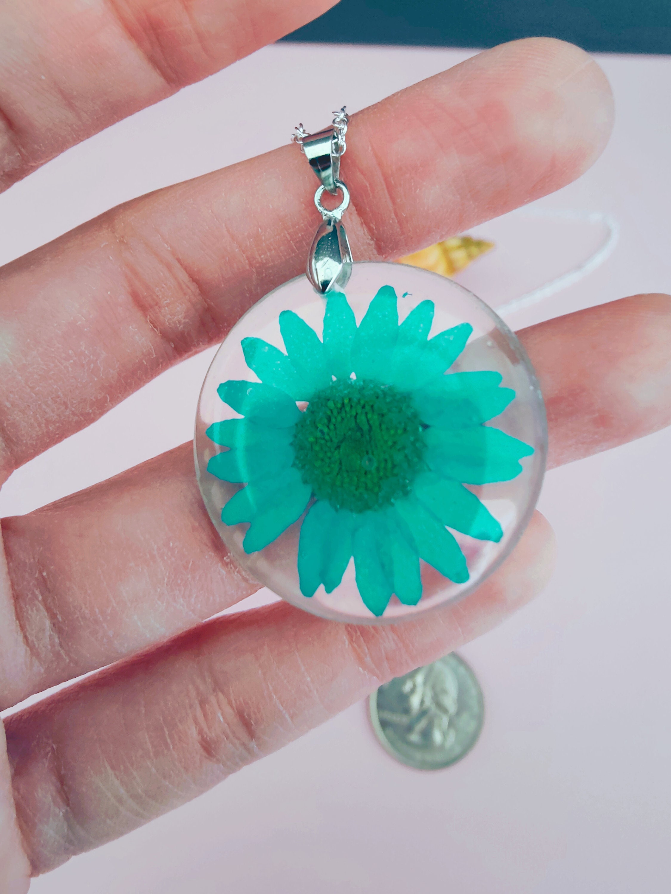 REAL FLOWER NECKLACE , Wildflower Resin Jewelry , Dried Flower Jewelry ...