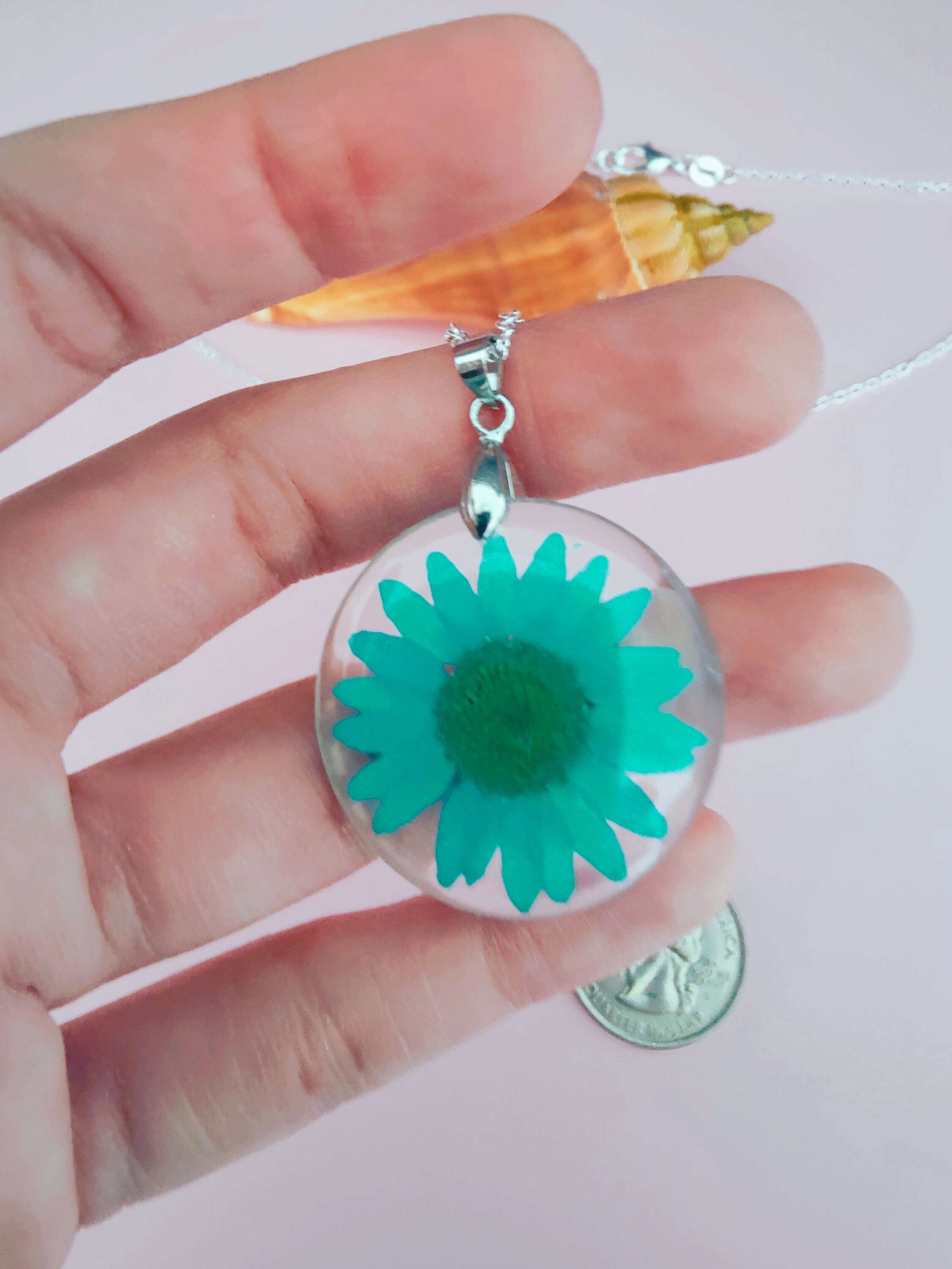 REAL FLOWER NECKLACE , Wildflower Resin Jewelry , Dried Flower Jewelry ...