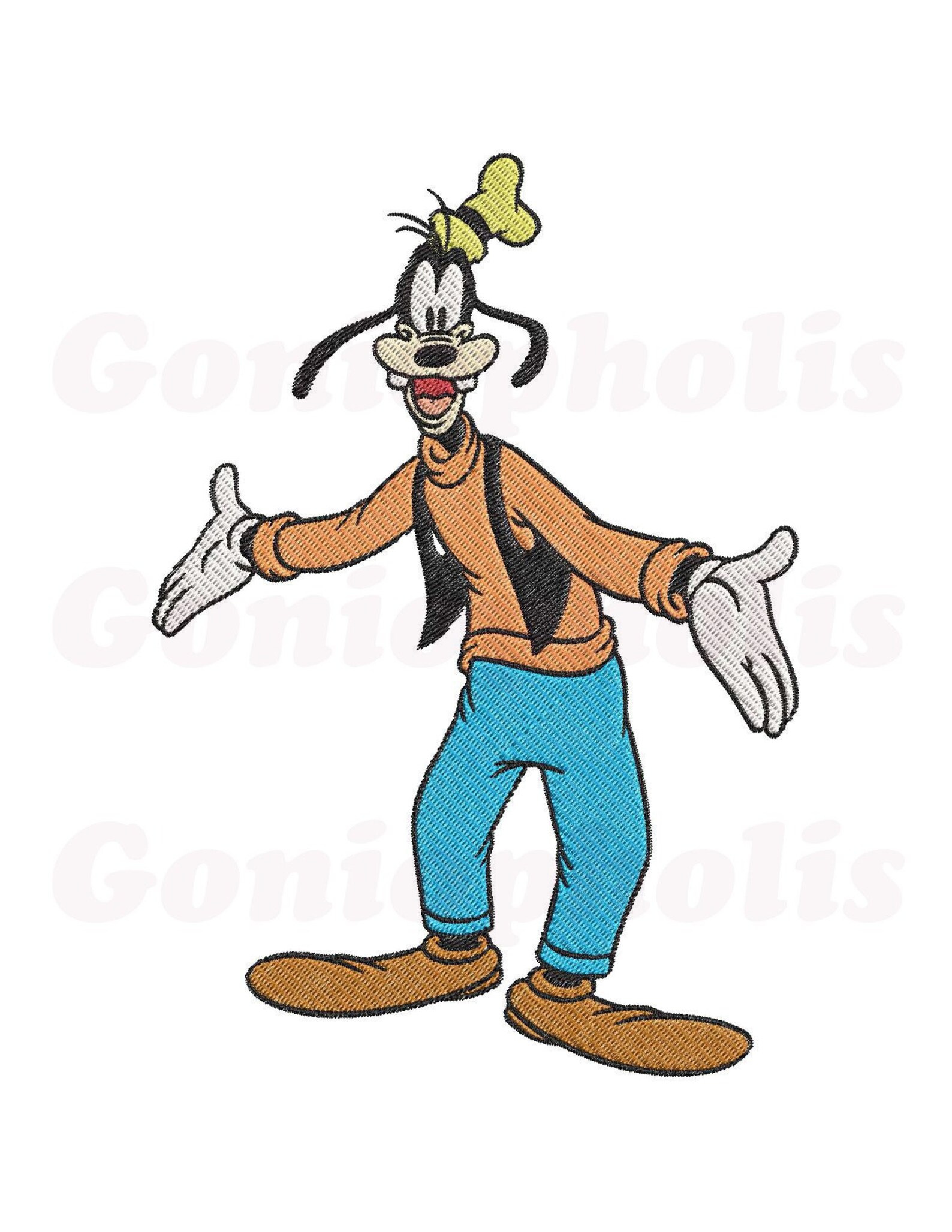 Goofy Filled 01 Embroidery Design 3 Sizes 4x4 5x7 6x10 | Etsy