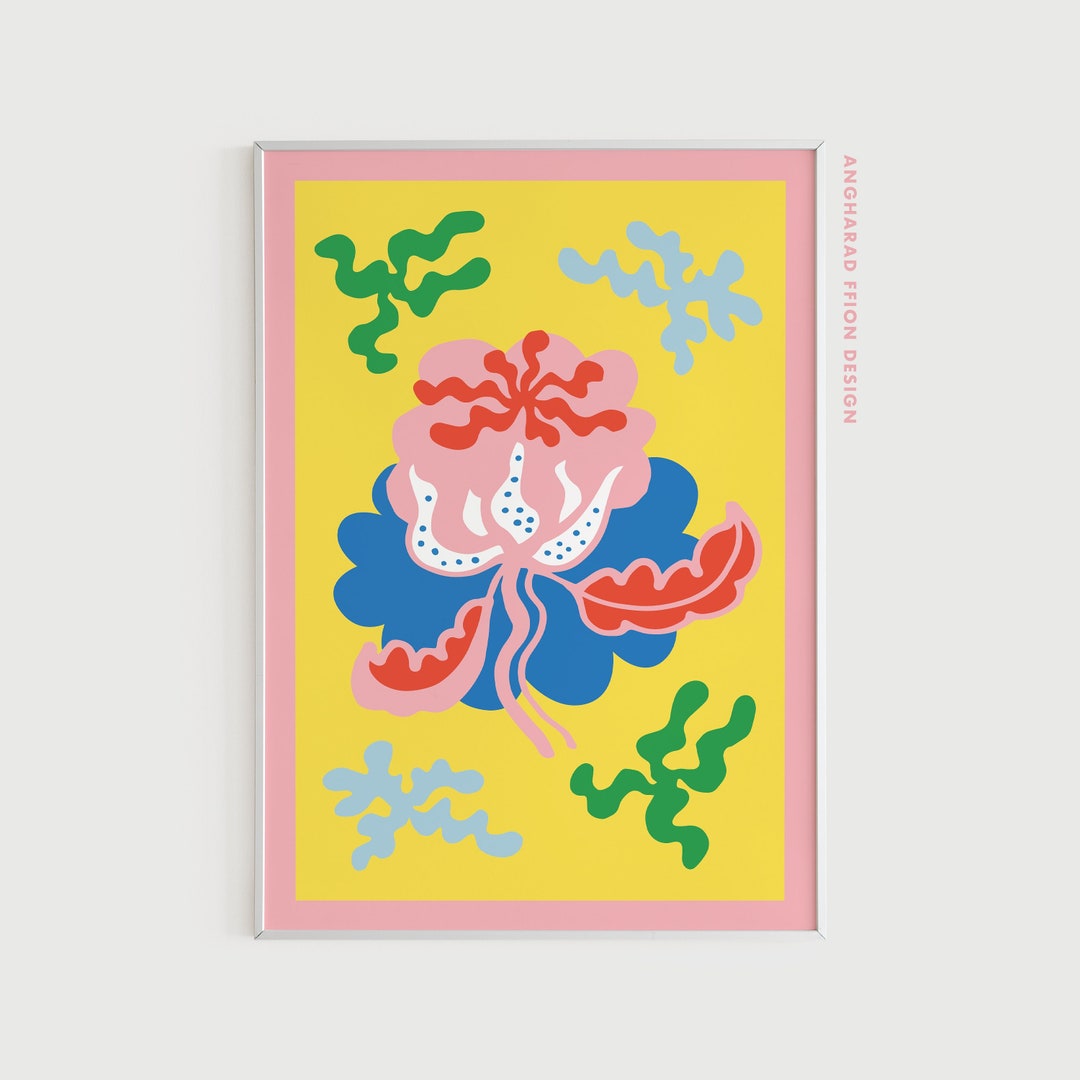 Funky Flora A5 A4 A3 Art Print - Abstract Flower - Angharad Ffion ...