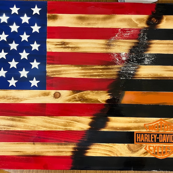 Harley Davidson Wooden Flag - Etsy