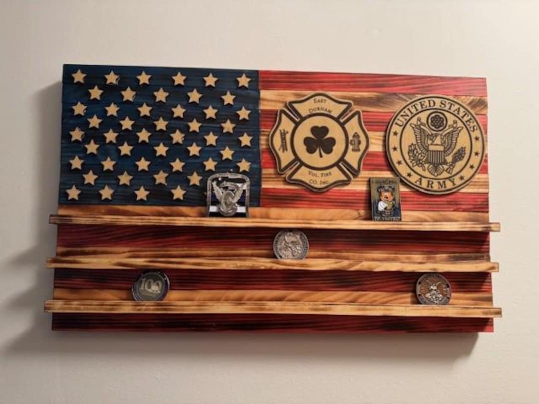 FREE SHIPPING 13x24 Customizable Challenge Coin Display Rack - Rustic ...