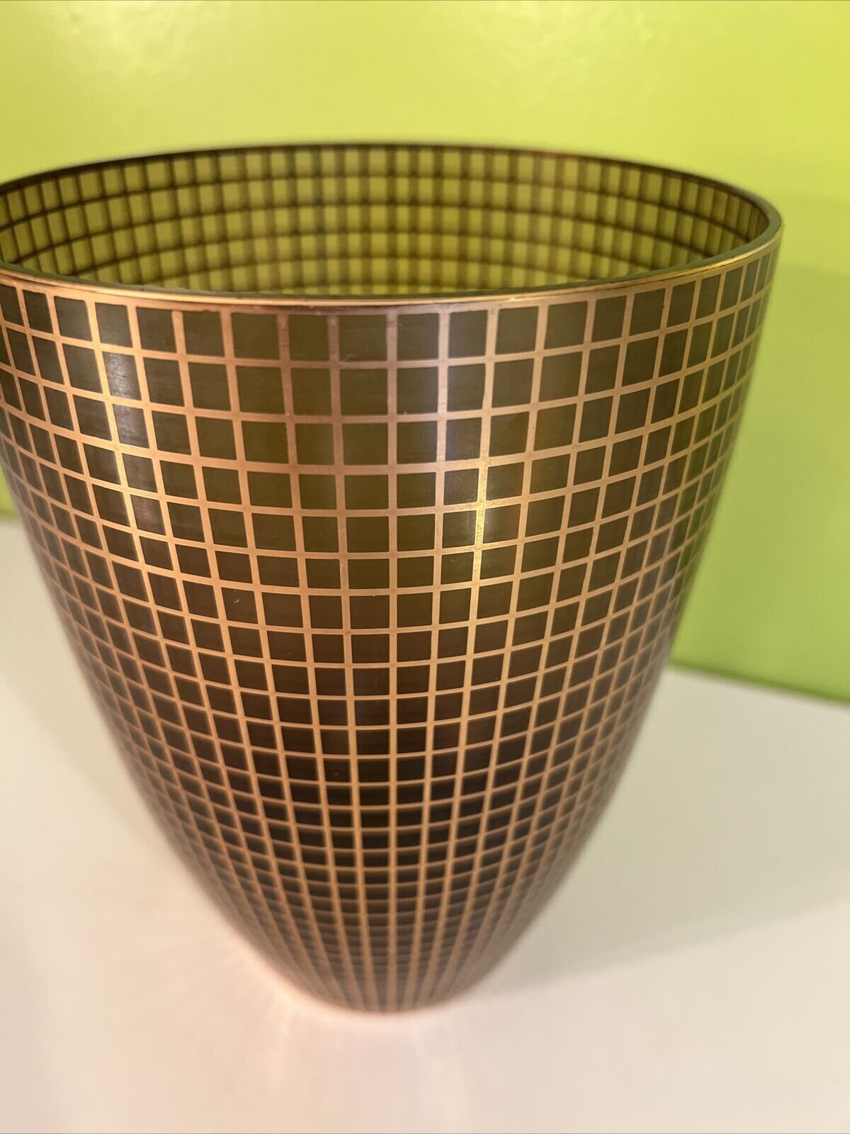 Haida Austria Brüder Podbira Glass Vase Gold Grid Decoration - Etsy