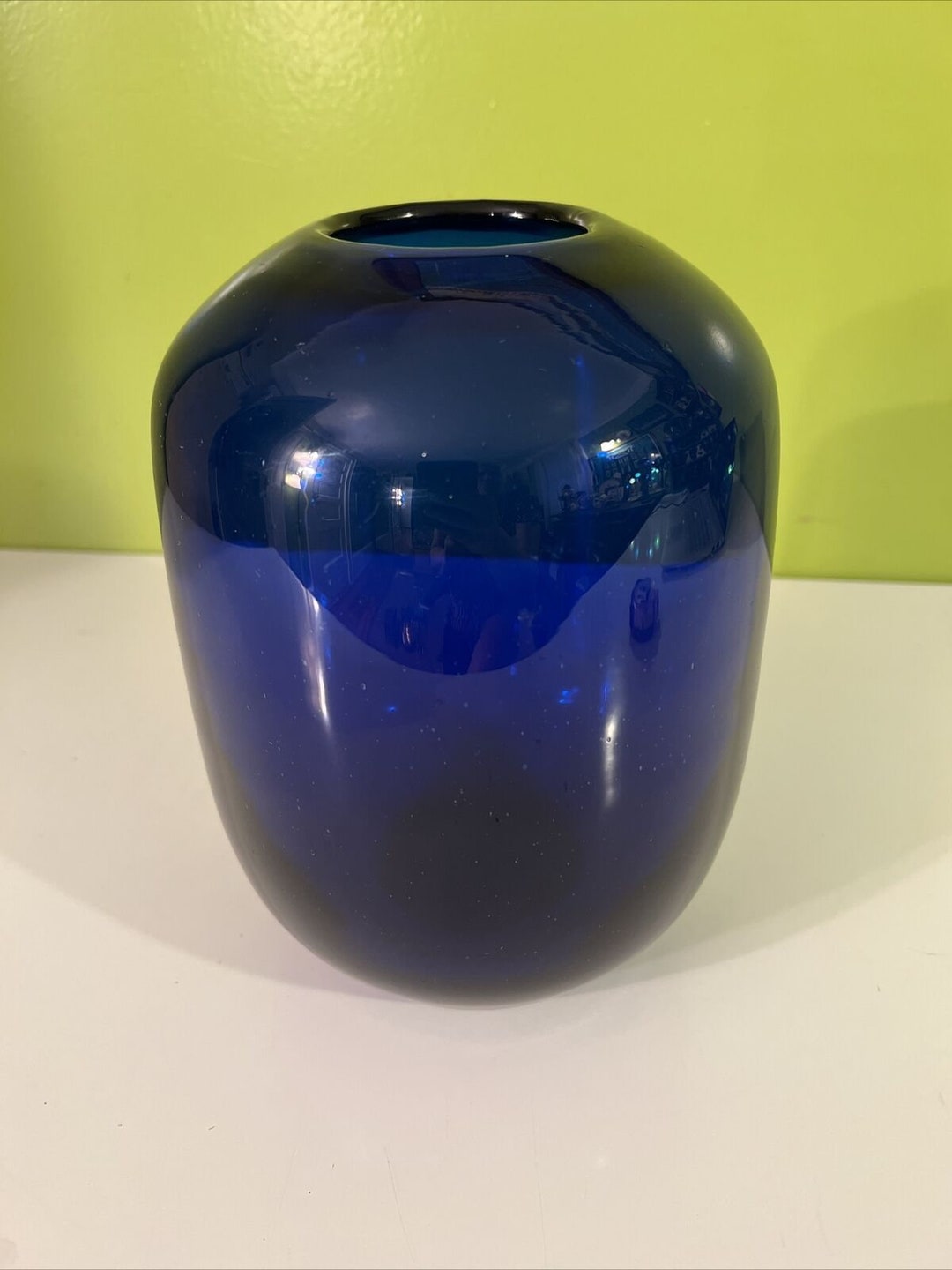 Blenko Don Shepherd Cobalt Sapphire Blue Art Glass Pill Vase #8016 ...